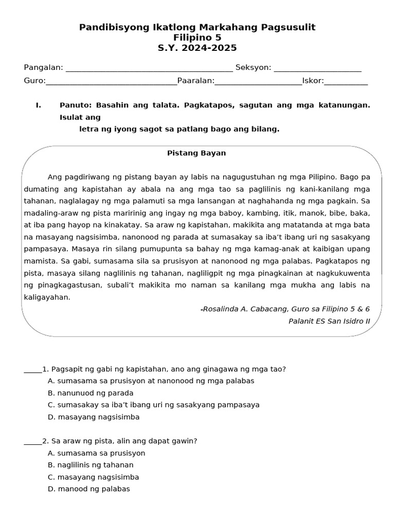 Filipino 5 | PDF