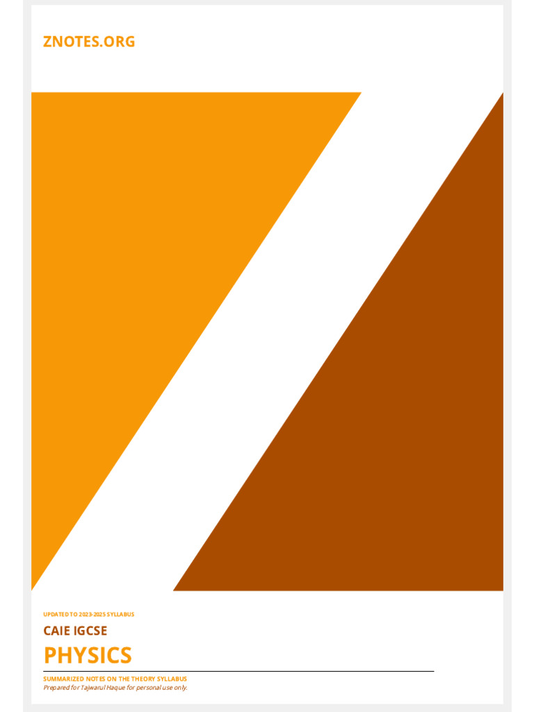 CAIE IGCSE Physics Theory | PDF | Force | Acceleration