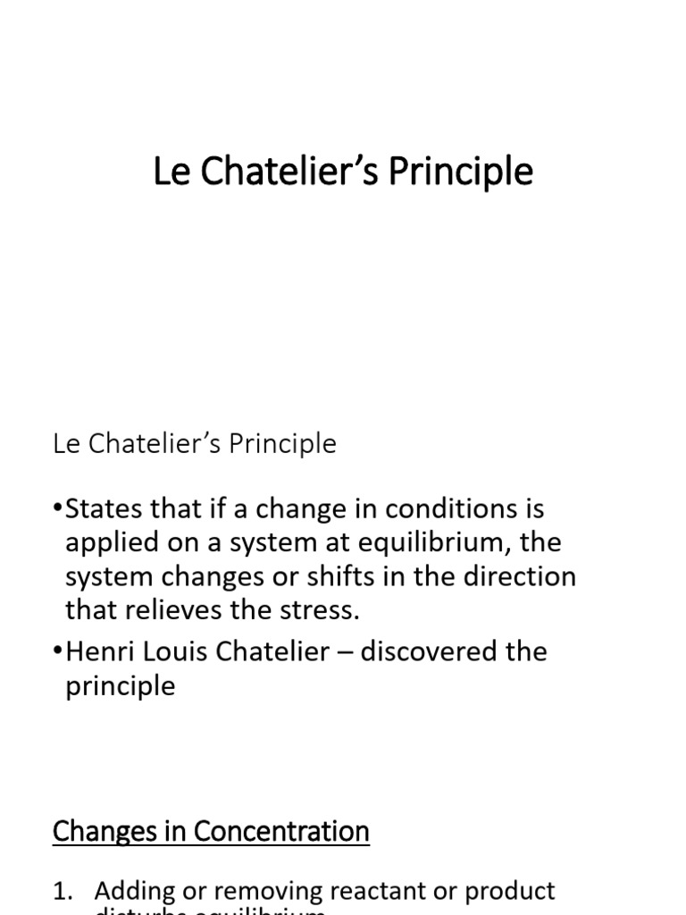 Le Chateliers Principle | PDF
