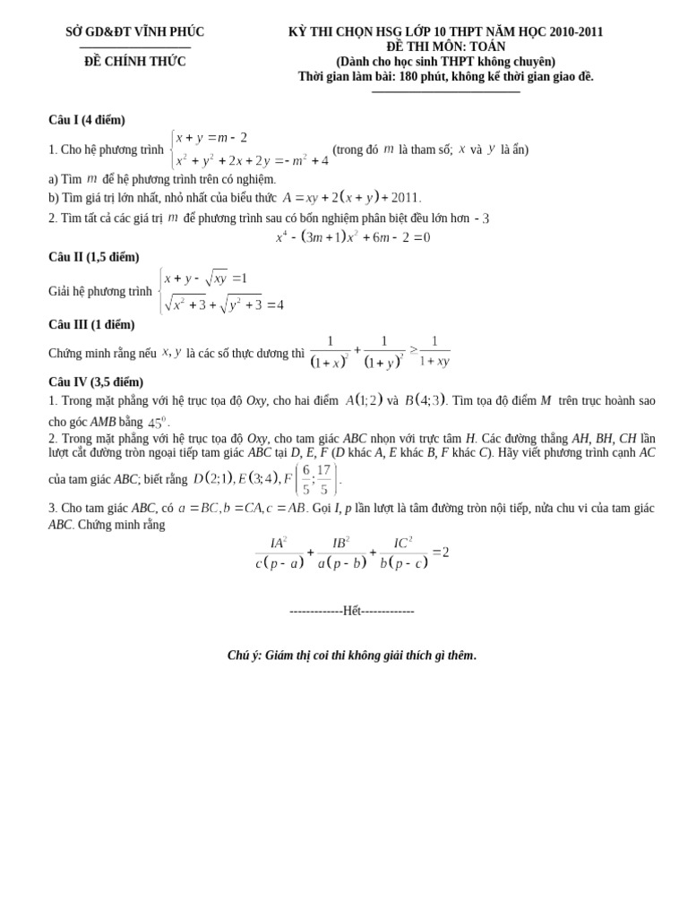 De Thi HSG Khoi 10 Cua Mot So Truong | PDF