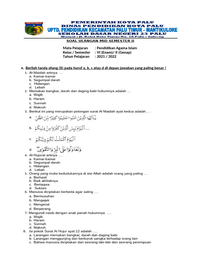 Soal Pts Kls 6 Semester 2 | PDF