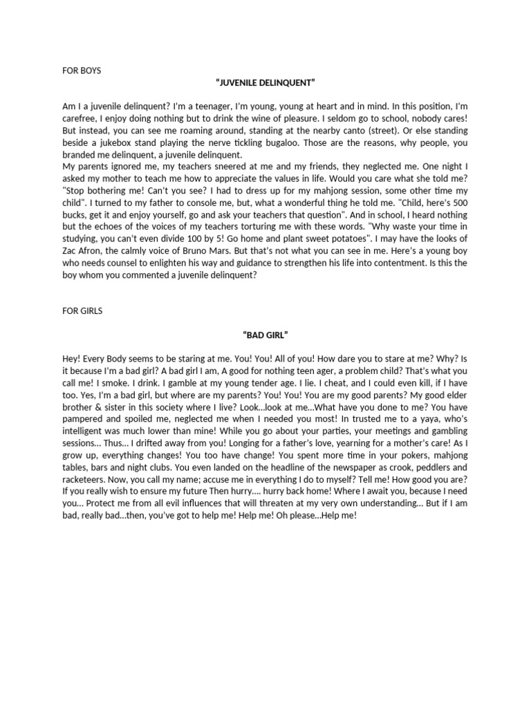 Declamation Piece For Boysgirls | PDF