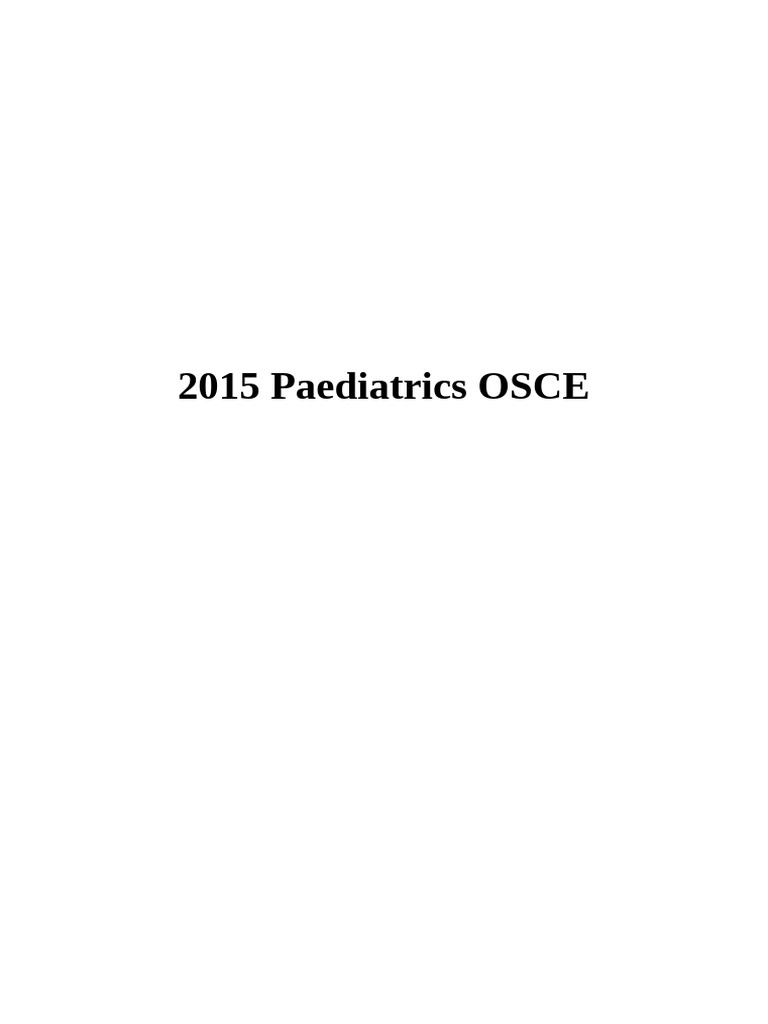 2015 Paediatrics OSCE | PDF | Immunology | Diseases And Disorders