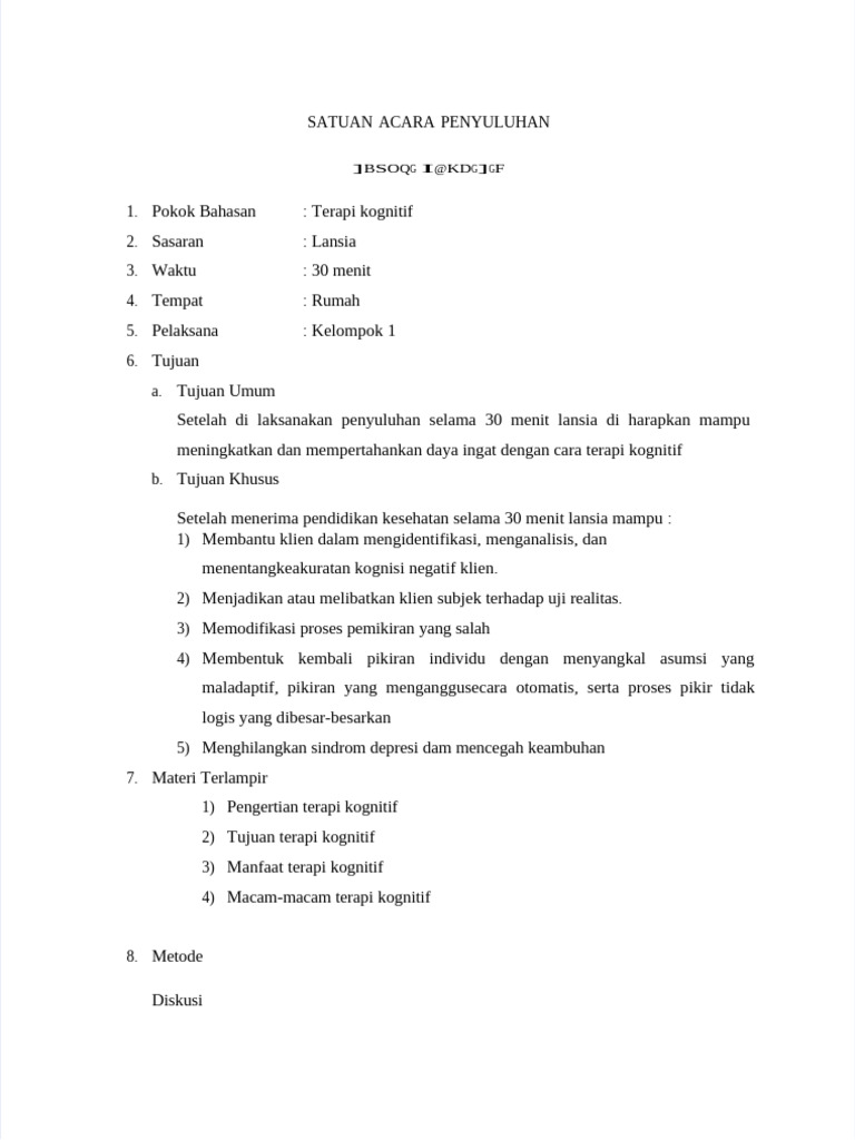 PDF Sap Terapi Kognitif | PDF