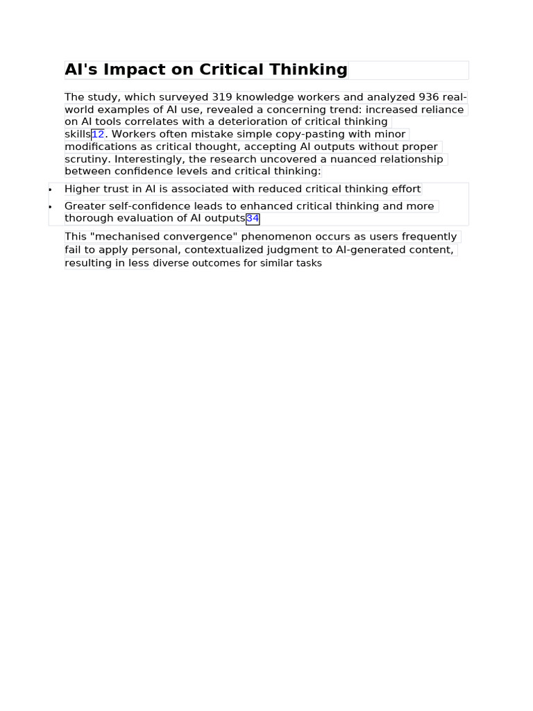 Critical Thinking Decline with AI Use | PDF