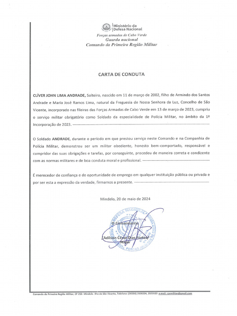 Carta Conduta | PDF