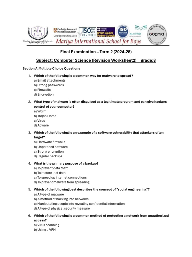 Grade8 Worksheet2 1 Pdf Malware Security