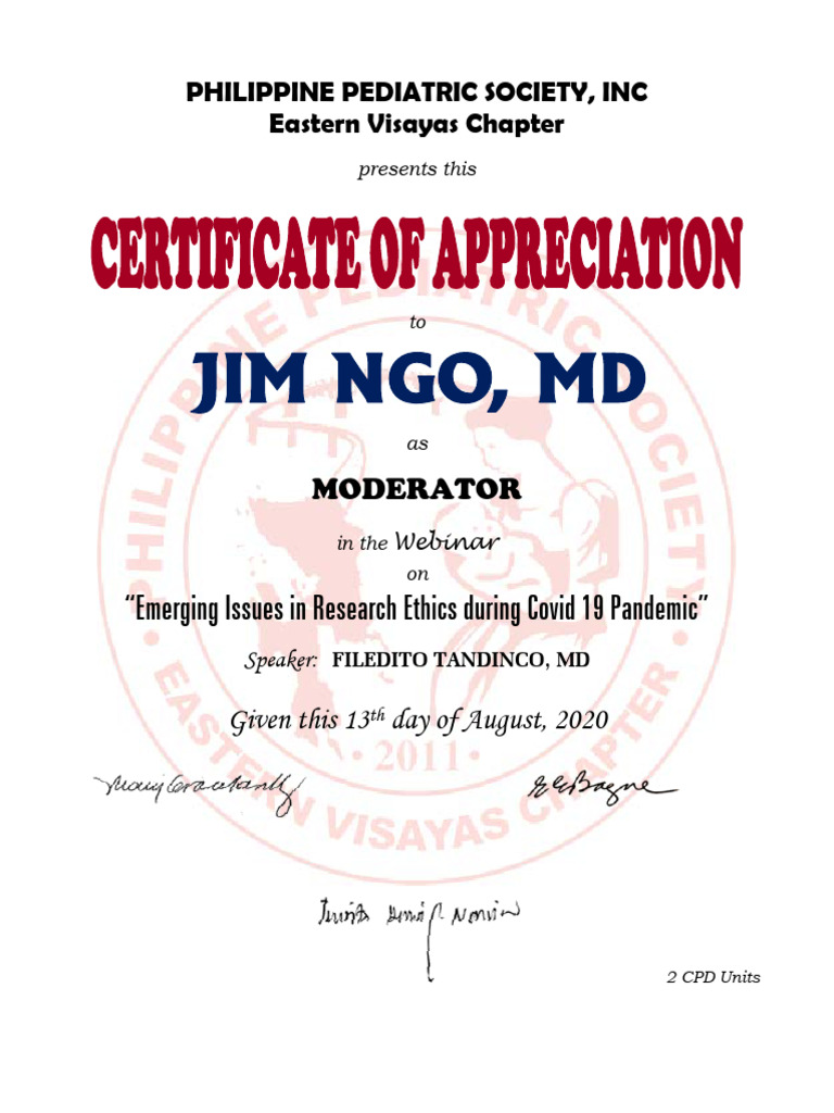 Certificates For Moderator - WEBINAR 8-13-2020 | PDF