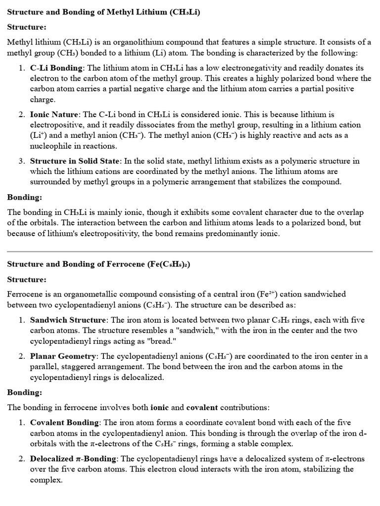 Structure and Bonding of Methyl Lithium | PDF | Molecular Orbital ...