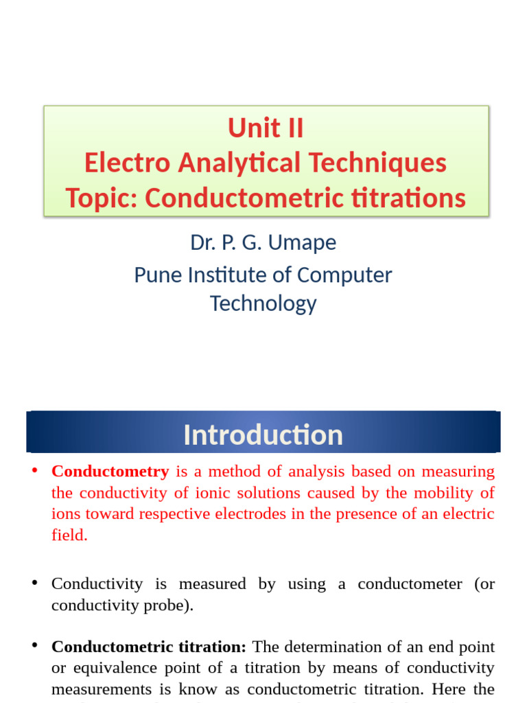 Conductometric Titrations Explained | PDF | Titration | Chemistry