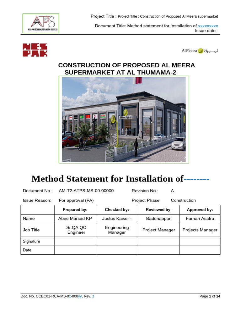 Method Statement Template | PDF | Quality Assurance | Personal ...