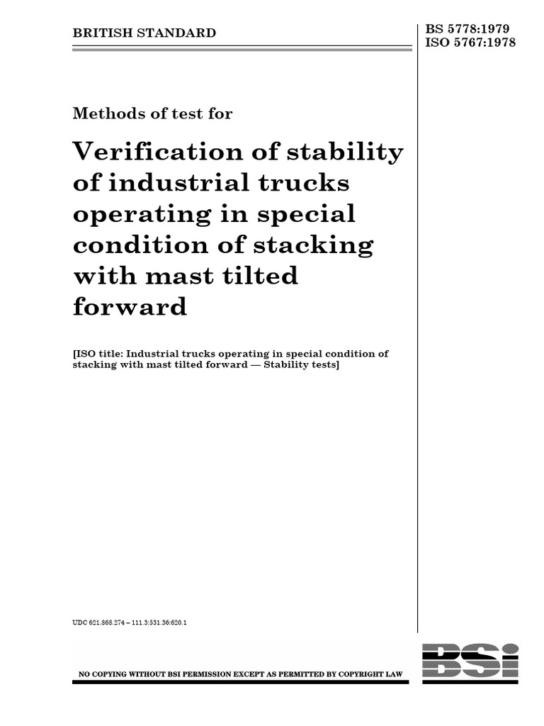 BS 5778.1979 (ISO 5767.1978) Methods of Test For Verification of ...
