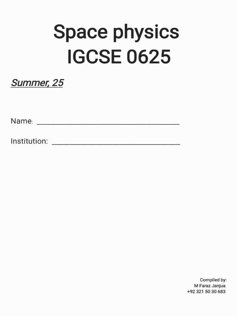 Space Physics Igcse 0625 | PDF