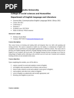 Communicative English Skills I Module | PDF | English Language | Ethiopia