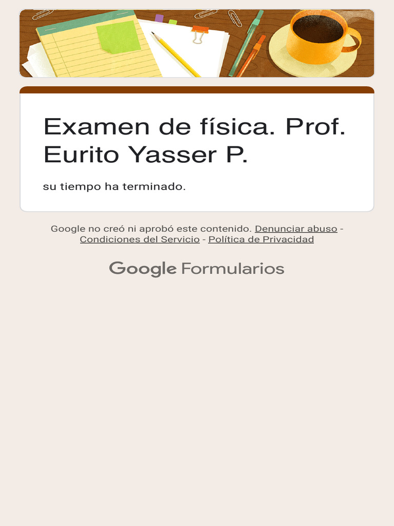Examen de Física. Prof. Eurito Yasser P | PDF