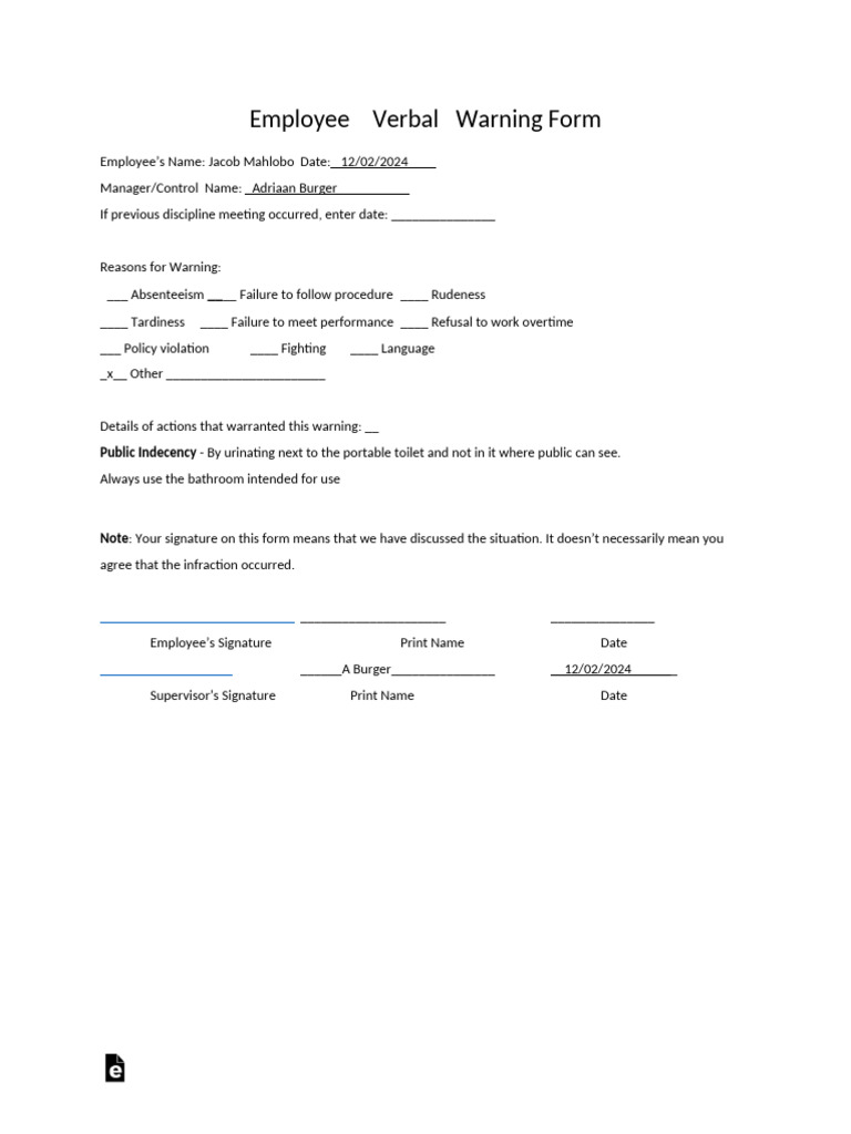 Employee Warning Form | PDF