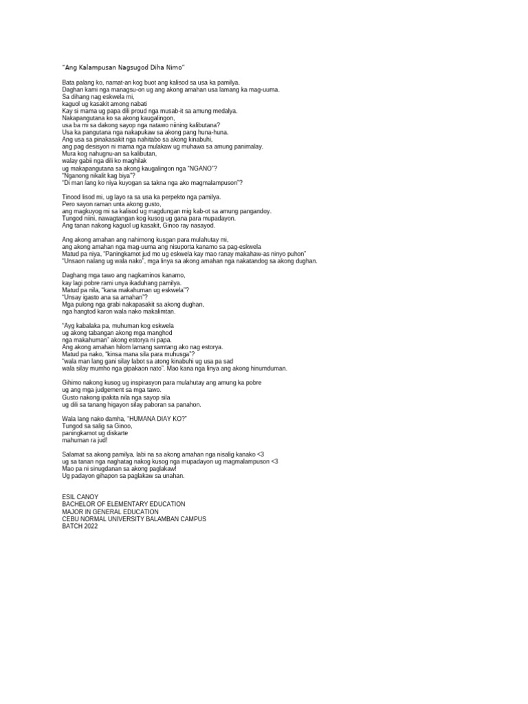 Ang Kalampusan Nagsugod Diha Nimo | PDF