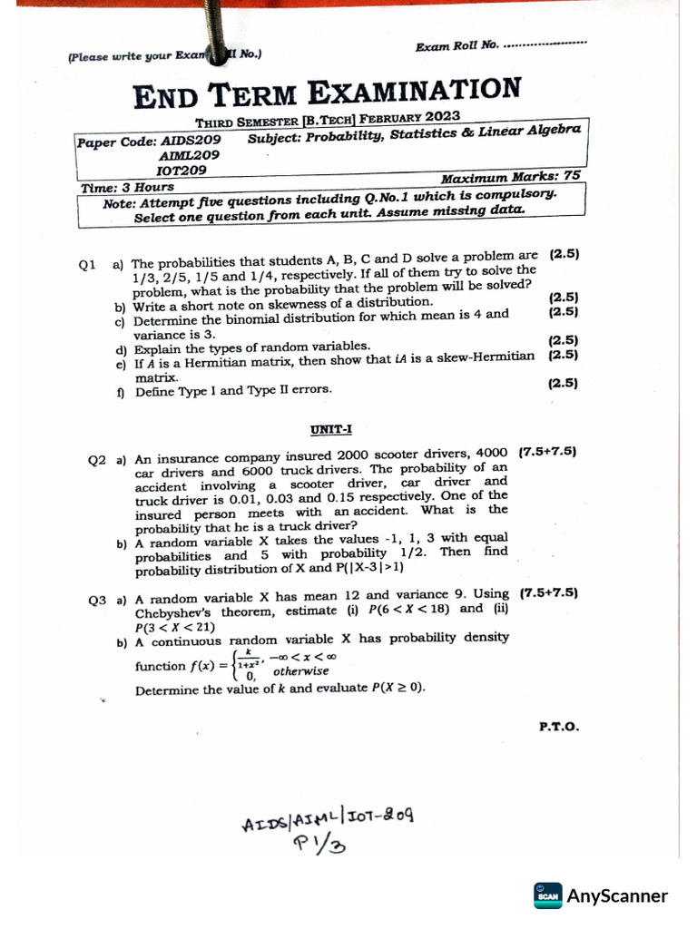 End-Term Question Paper With Solution | PDF