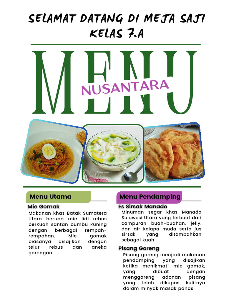 Hijau Putih Simpel Menu Makanan Nusantara Instagram Story | PDF