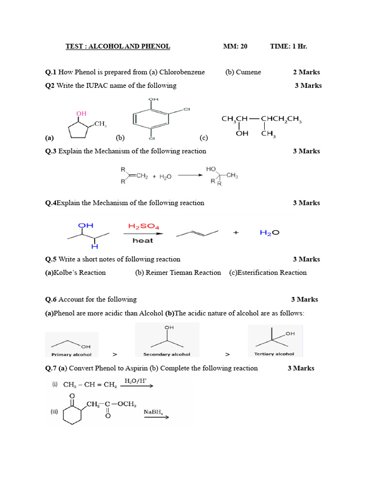 Test-Alcohol & Phenol | PDF