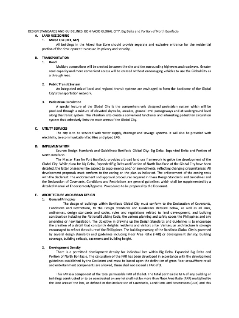 Design Standards and Guidelines BGC | PDF