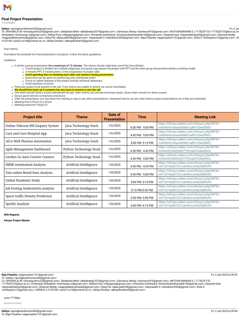 Gmail - Final Project Presentation | PDF