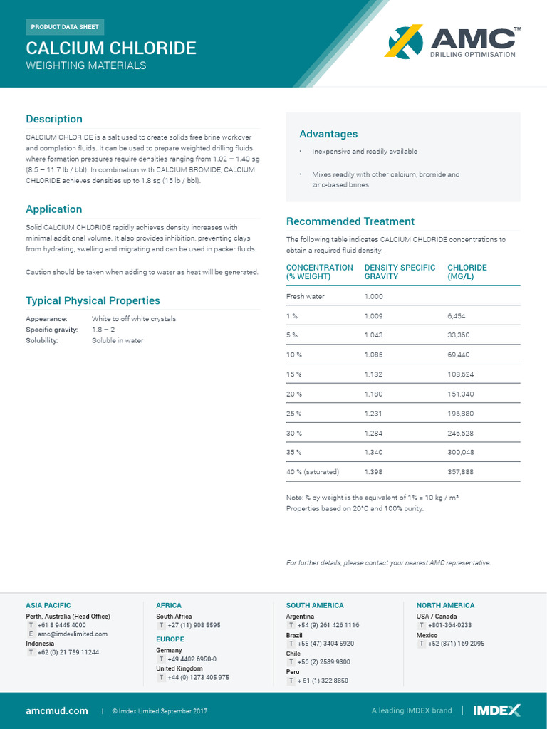 Calcium Chloride Pds | PDF | Density | Chloride