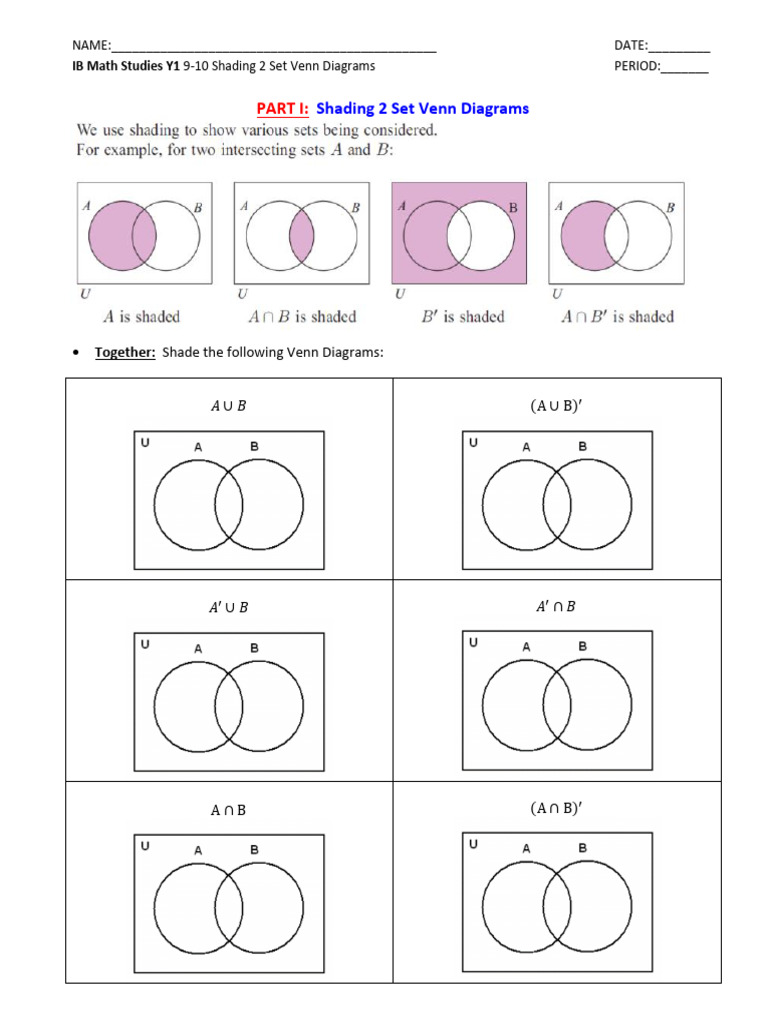 9 10 Shading 2 Set Venn Diagrams | PDF