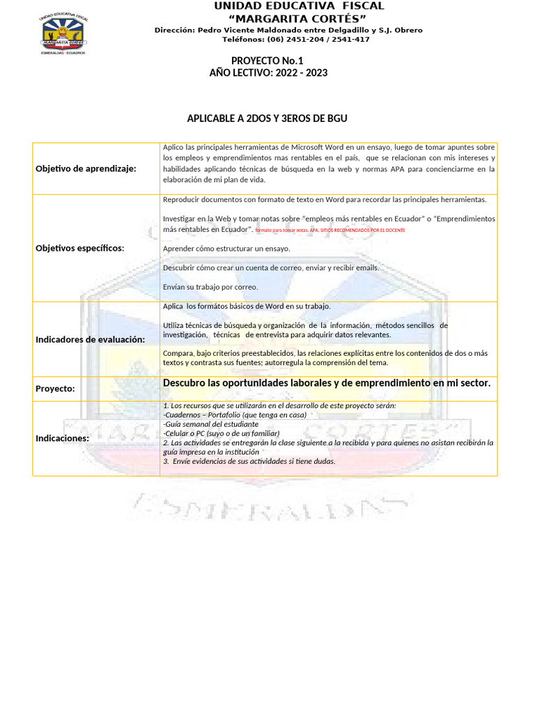 Proyecto de Informática en BGU 2022-2023 | PDF