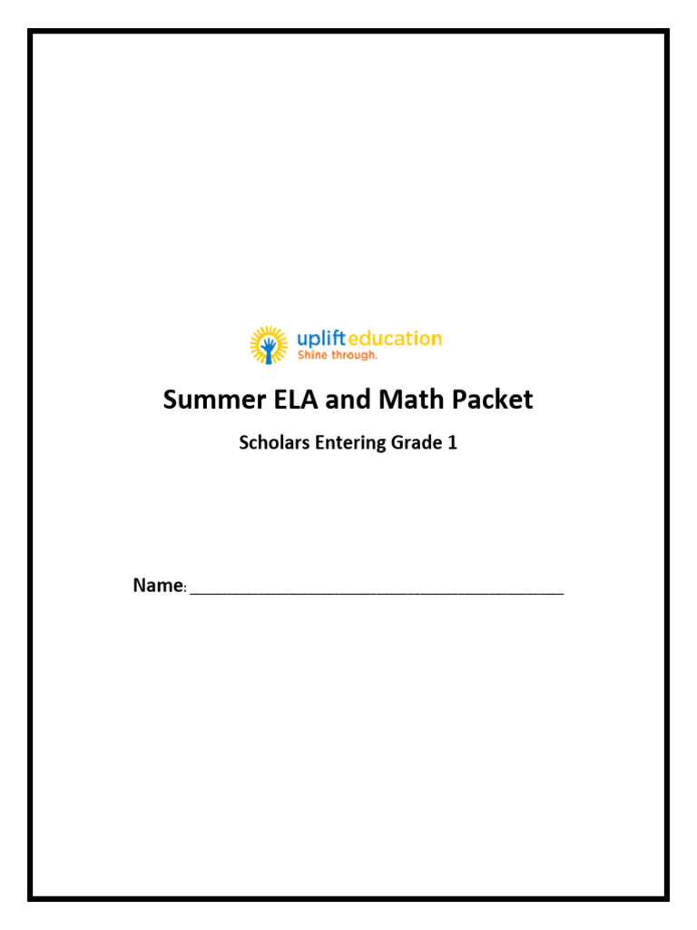 ELA and Math Packet - Entering Grade 1 | PDF | Shape