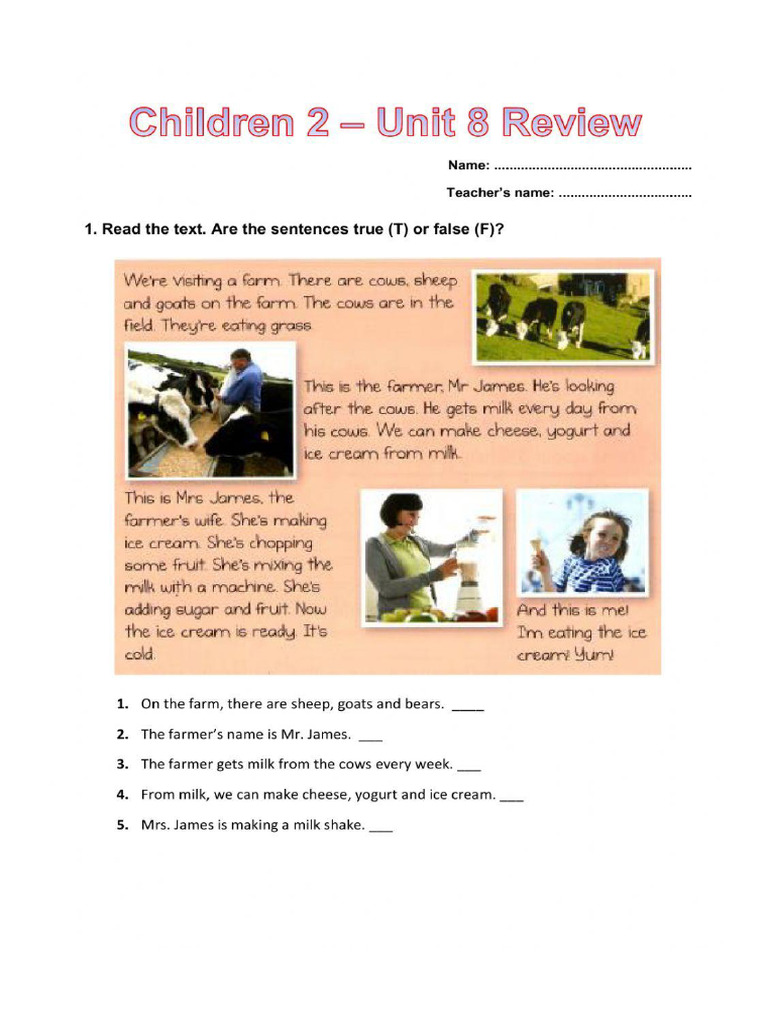 Kids 2 Unit 8 | PDF