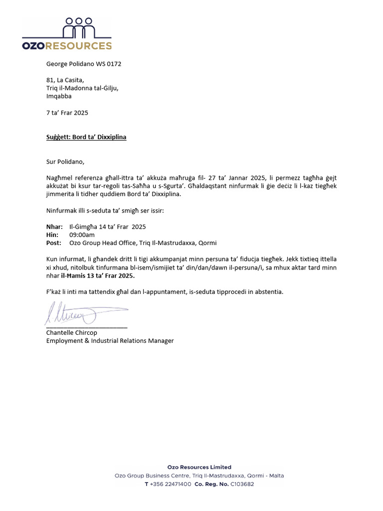 BOD Letter - George Polidano | PDF