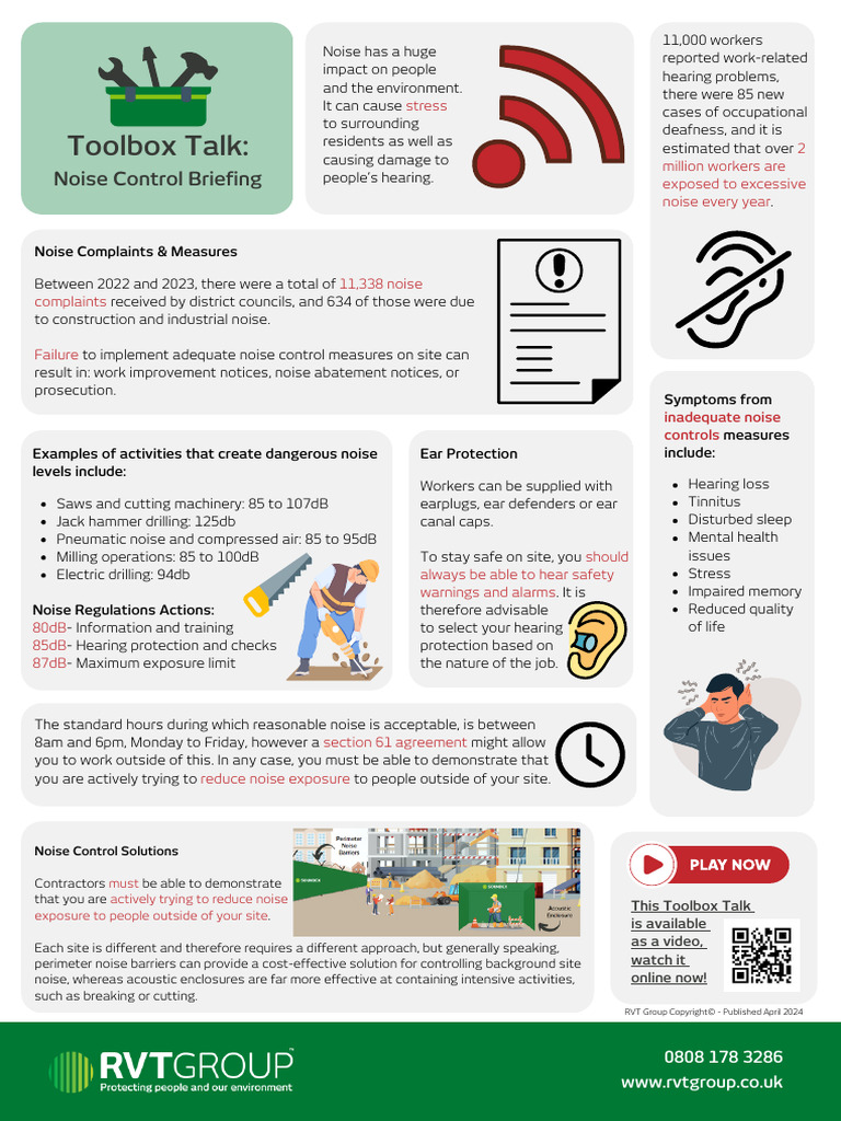 Noise Control Briefing - RVT Group | PDF | Noise | Hearing Loss
