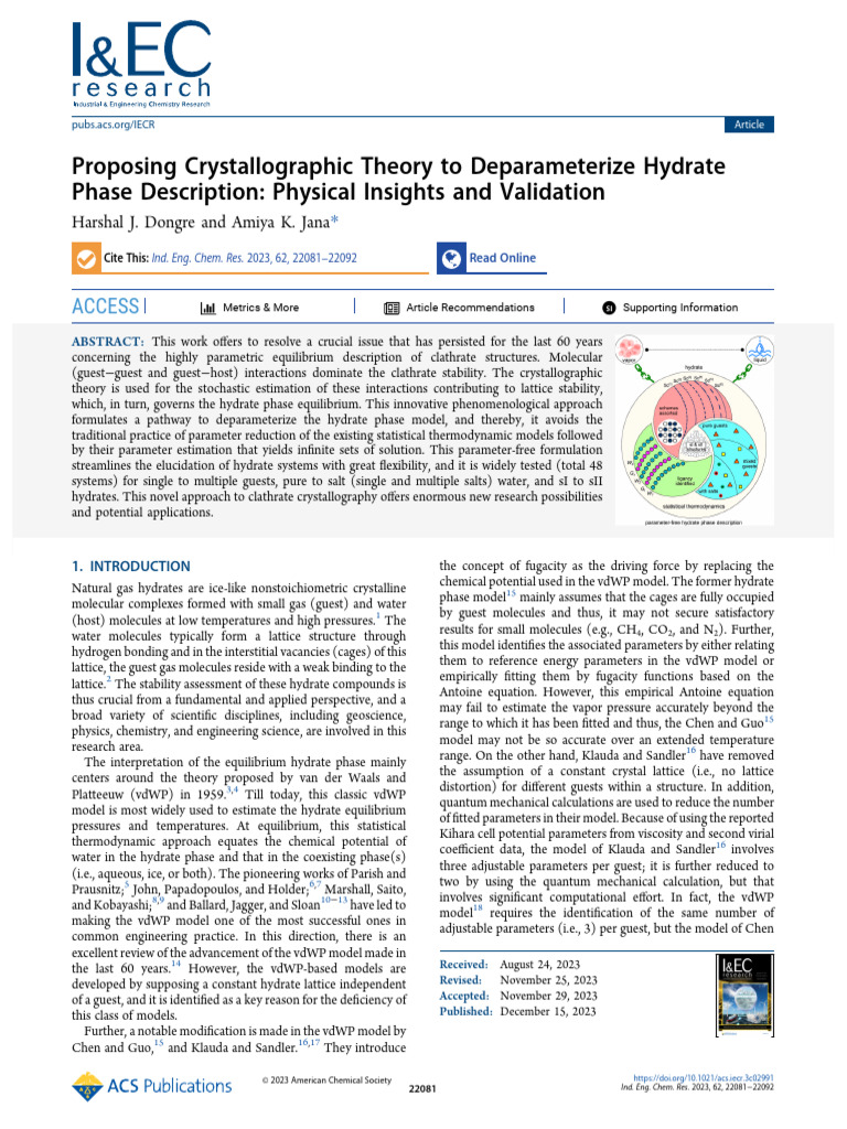 Dongre Jana 2023 Proposing Crystallographic Theory To Deparameterize Hydrate Phase Description ...