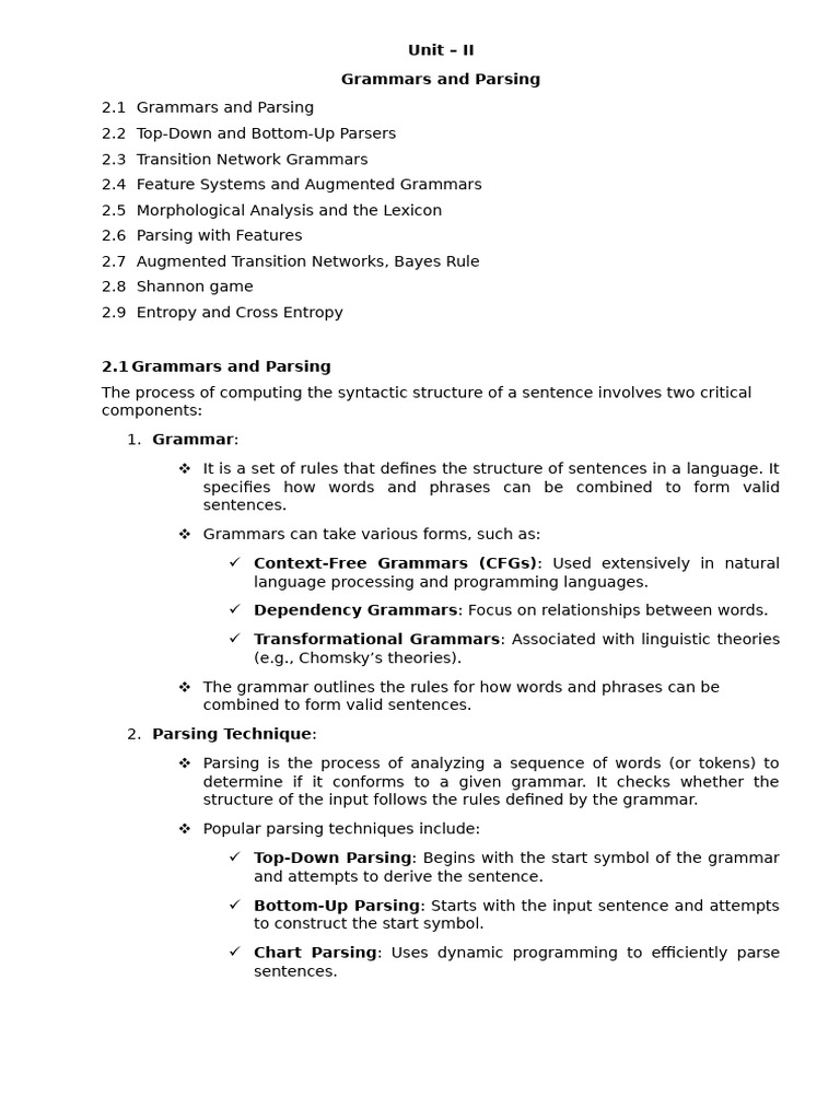 Units - 2.1 | PDF | Parsing | Syntax