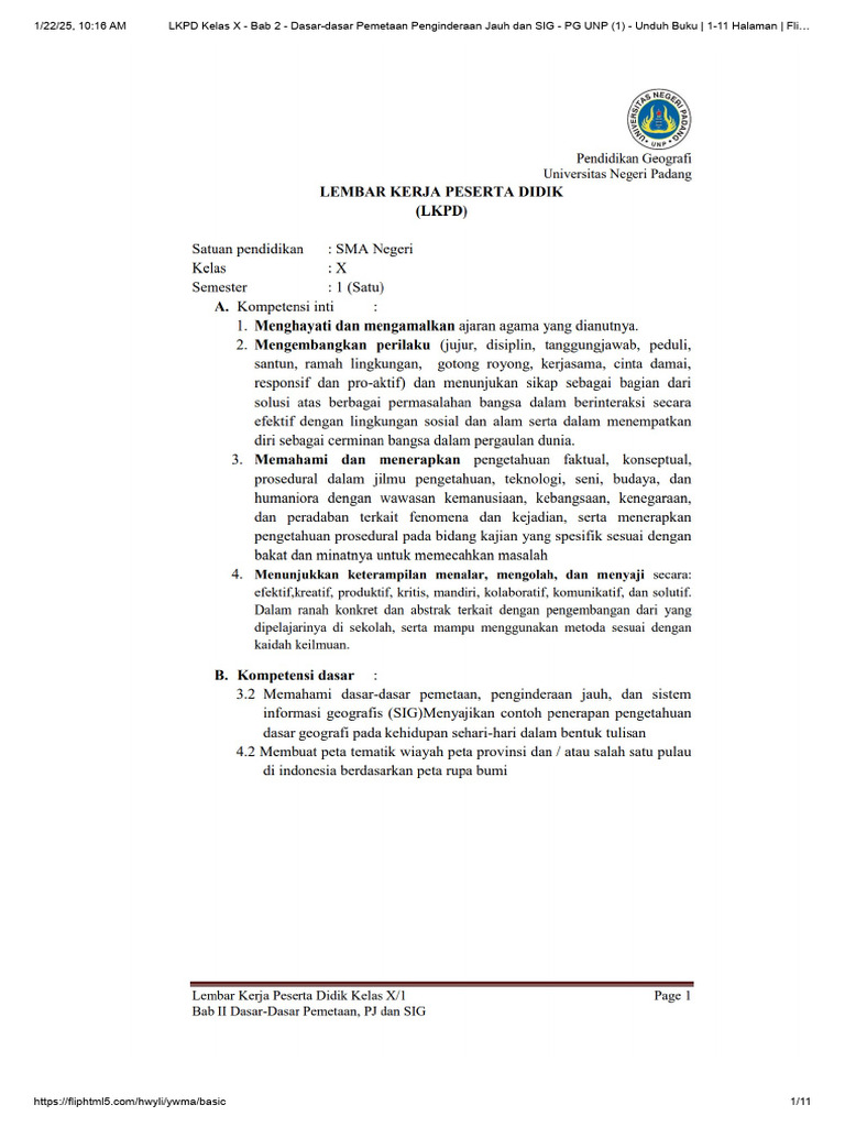 LKPD Kelas X - Bab 2 - Dasar-Dasar Pemetaan Penginderaan Jauh Dan SIG - PG UNP (1) - Unduh Buku ...