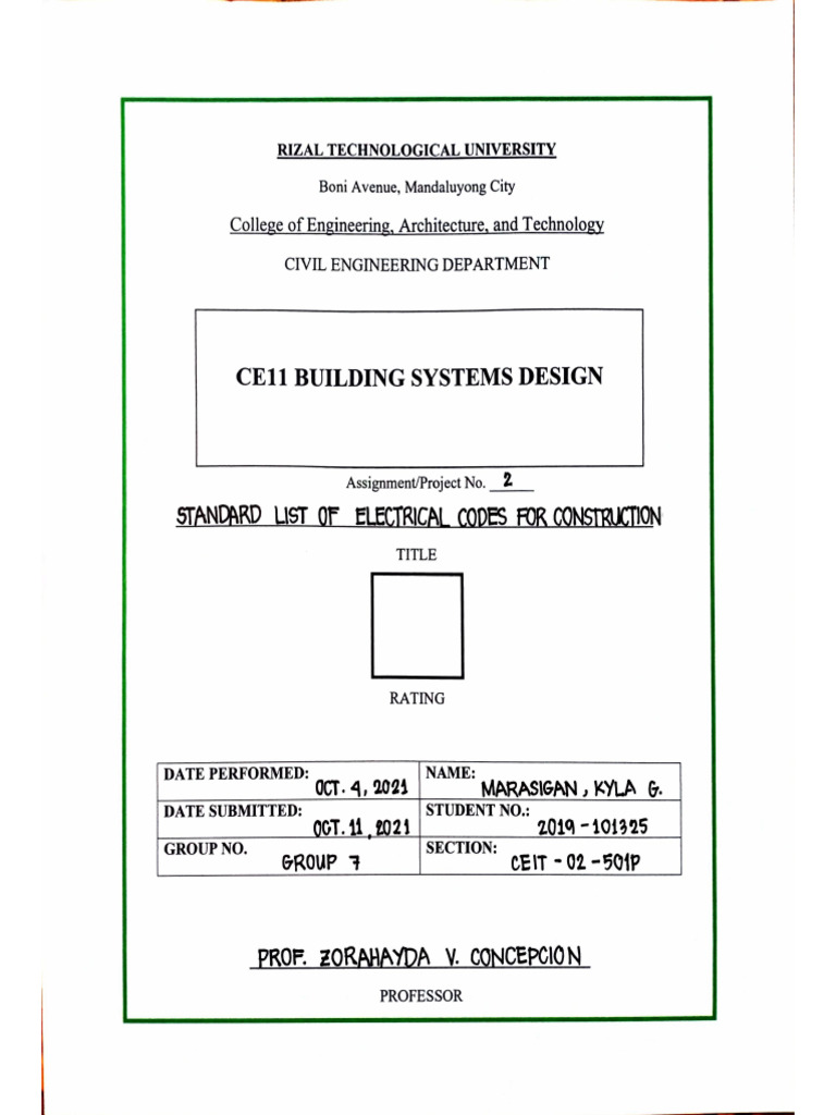 Standard List of Electrical Codes For Construction | PDF
