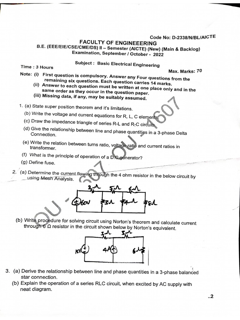 Basic Electrical Engineering - 2022 | PDF