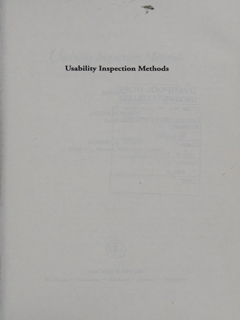 NIELSEN, Jakob Mack., Robert L. Usability Inspection Methods | PDF | Usability | Information Science