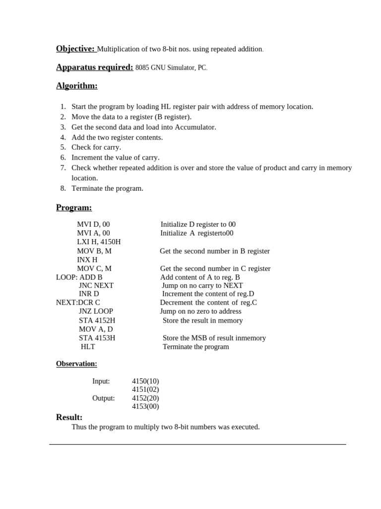 Experiment 5 - MP 8085 Lab Manual | PDF | Central Processing Unit | Computer Science