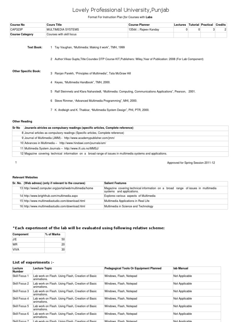 RPT Instruction Plan | PDF | Adobe Flash | Multimedia