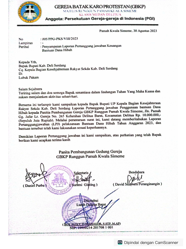 Contoh LPJ Gereja | PDF