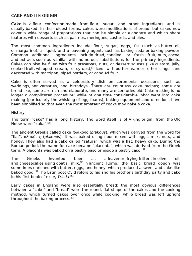 CAKE AND ITS ORIGIN | PDF | Cakes | Cooking