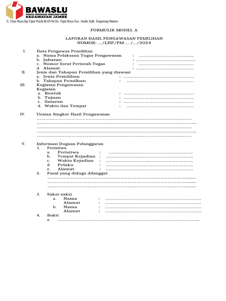 Laporan Pengawasan Pemilihan 2024 | PDF