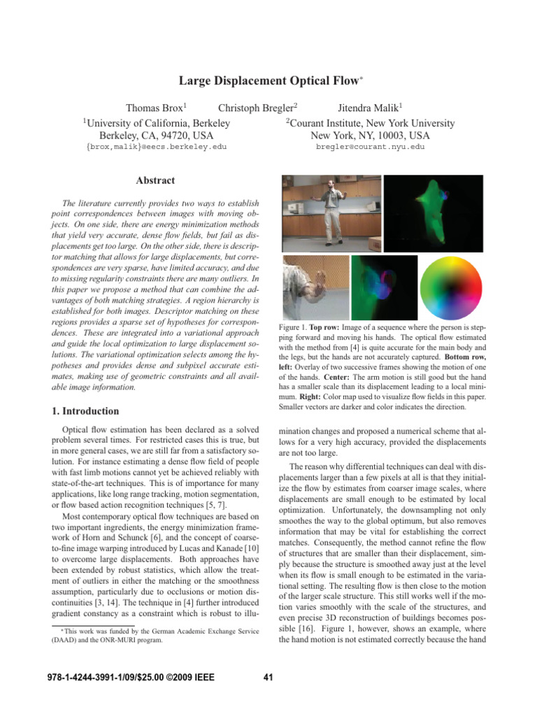 Large_displacement_optical_flow | PDF | Image Segmentation | Computer Vision