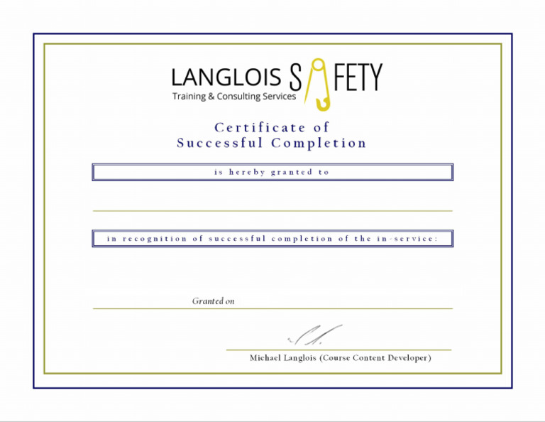 Cody Ladder Safety Langlois Safety Certificate Langlois Safety Training ...