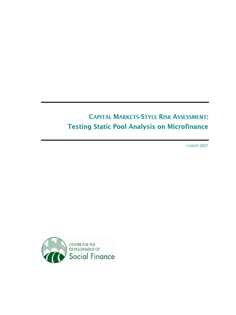 Static Pool Analysis for Microfinance Risk | PDF | Microfinance ...