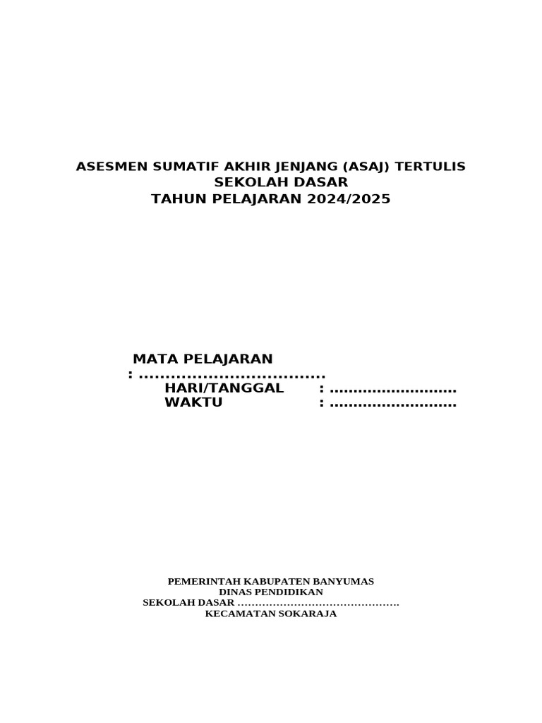 Halaman Penulisan Soal Asaj TP 2024-2025 | PDF