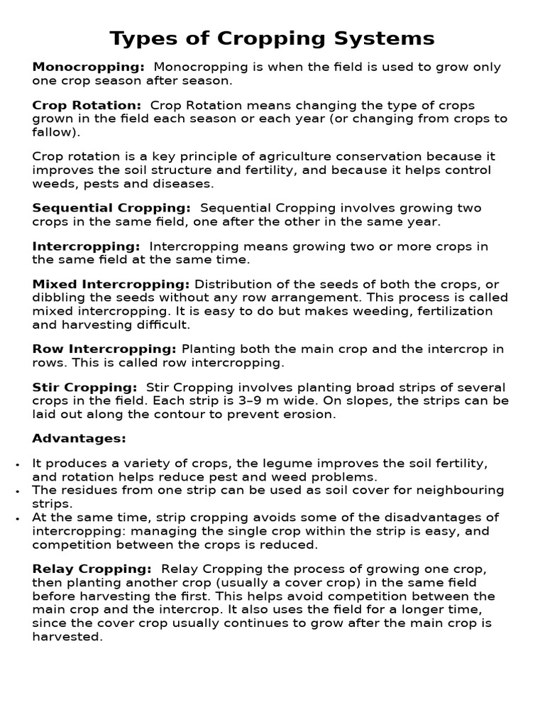 Cropping Systems Overview | PDF