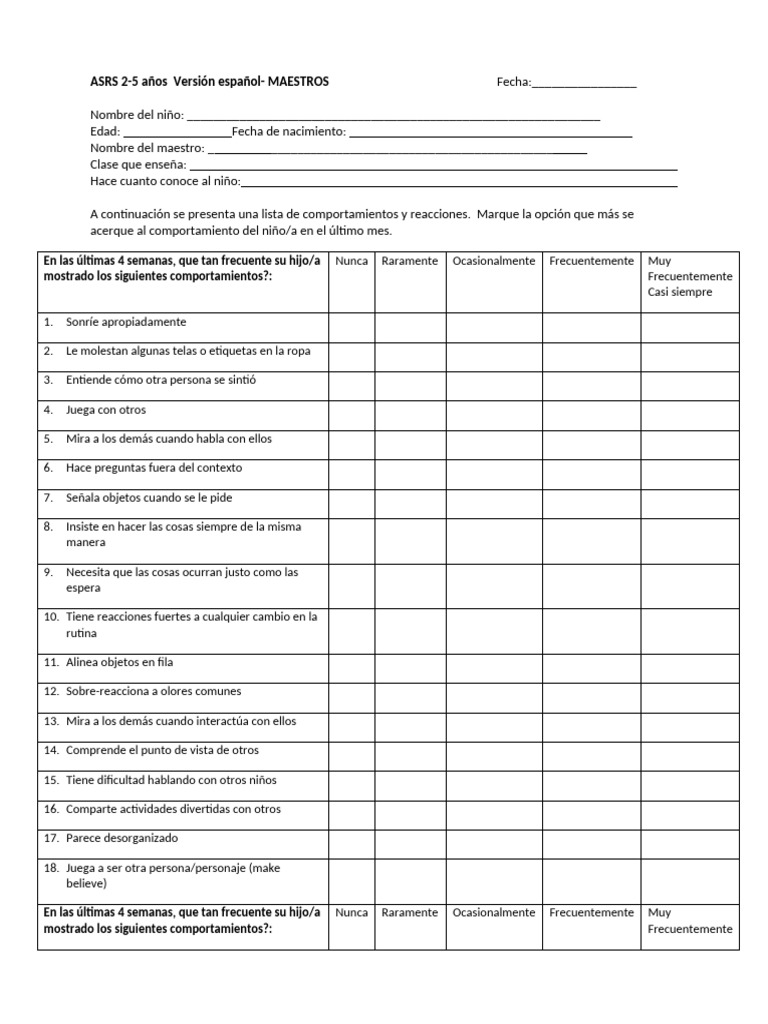 Asrs 2-5 Maestros Espanol | PDF